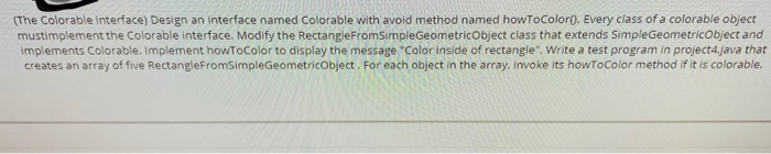 Solved The Colorable Interface Design An Interface Named 