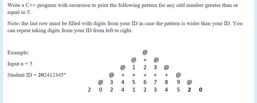 Write a C++ ﻿program with recursion to print the | Chegg.com