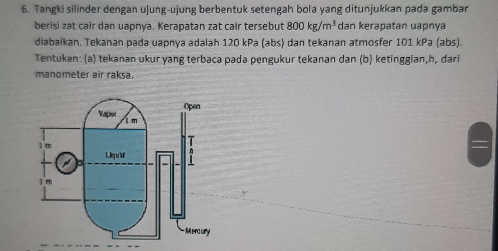 Solved 6. Tangki silinder dengan ujung-ujung berbentuk | Chegg.com
