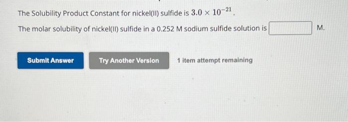 Solved The Solubility Product Constant for nickel(II) | Chegg.com
