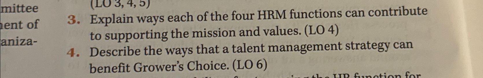 Solved Explain ways each of the four HRM functions can | Chegg.com