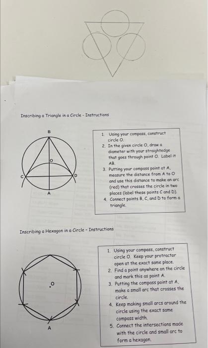 Solved Inscribing a Triangle in a Circle - Instructions 1. | Chegg.com