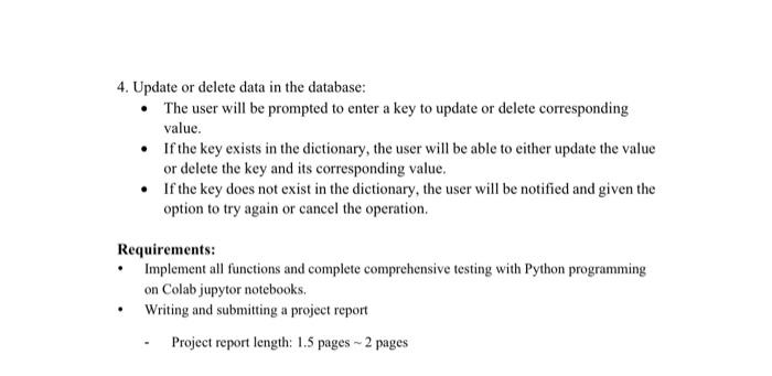 Solved Project: Dictionary-Based Database Management System | Chegg.com