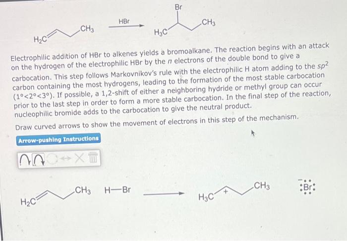 Solved HBr Electrophilic addition of HBr to alkenes yields | Chegg.com