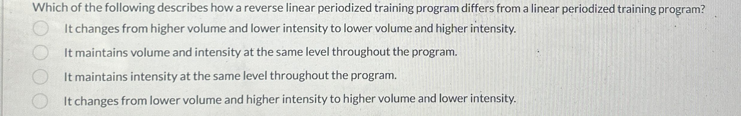 Solved Which of the following describes how a reverse linear | Chegg.com