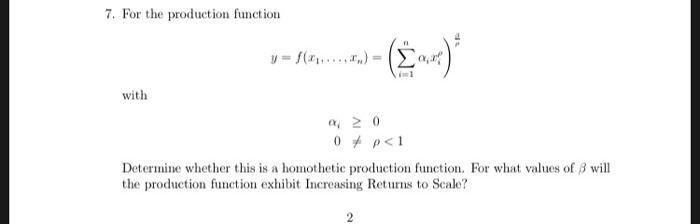 Solved 7. For the production function 0 = $.n) = (344) with | Chegg.com