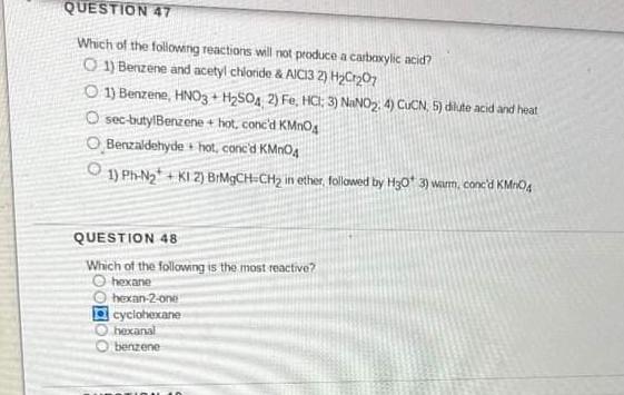 Solved QUESTION 46 Starting with benzene 1) HNO3 & H2SO4 2) | Chegg.com