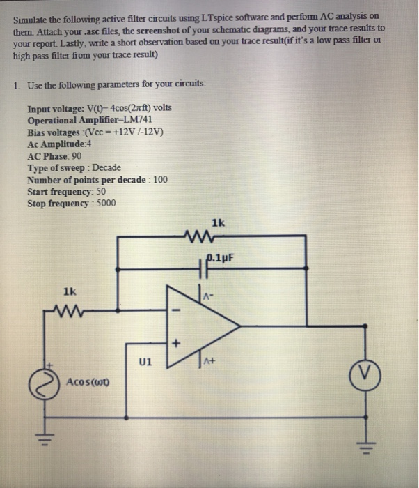 Solved Simulate the following active filter circuits using | Chegg.com