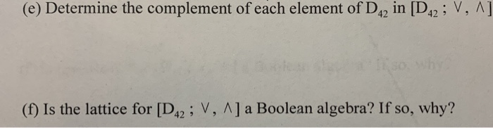 Solved (e) Determine the complement of each element of D, in | Chegg.com