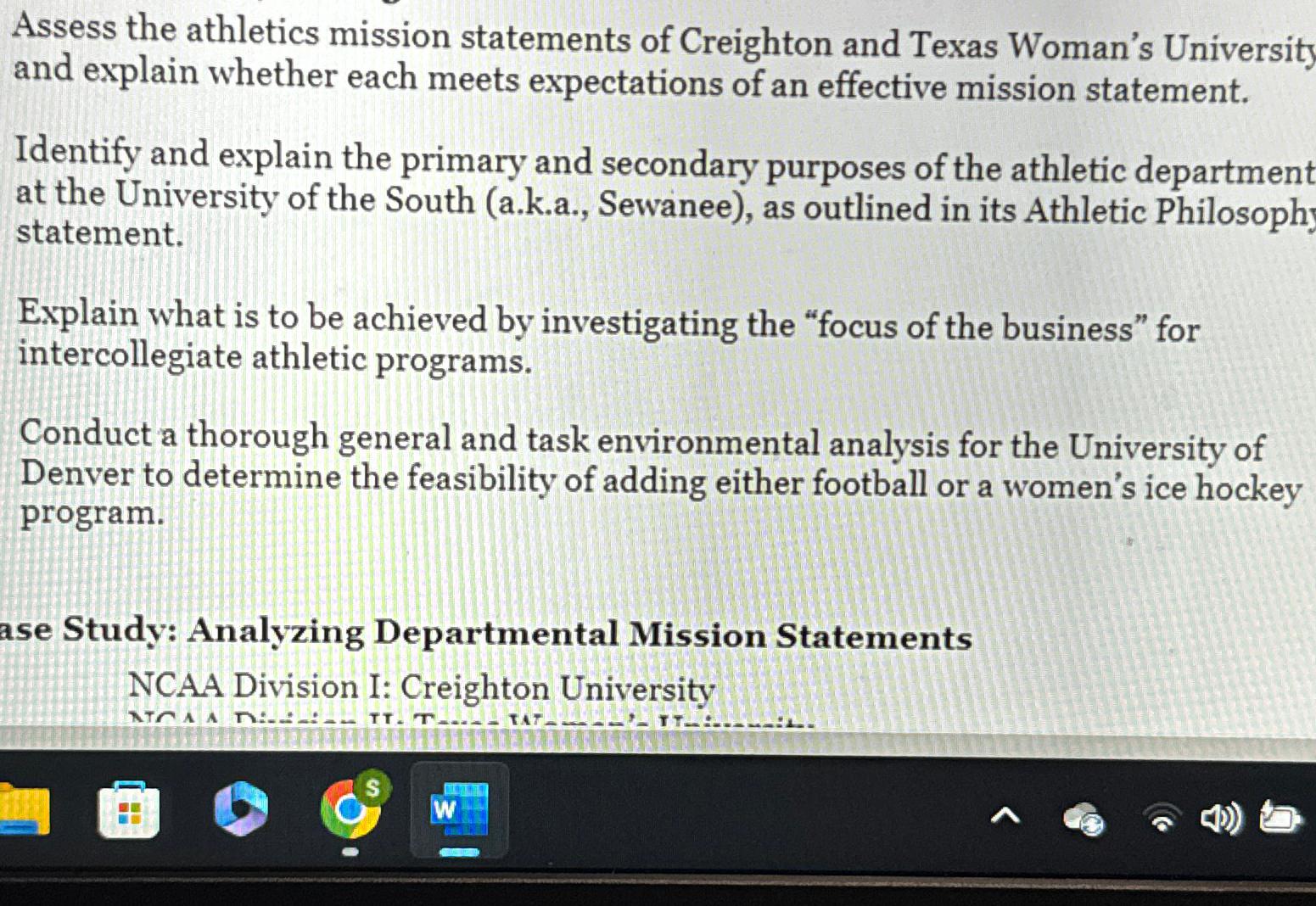 Solved Assess the athletics mission statements of Creighton | Chegg.com
