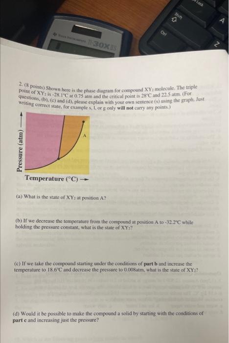Solved 2. (8 points) Shown here is the phase diagram for | Chegg.com