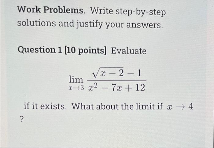 Solved Work Problems. Write step-by-step solutions and | Chegg.com