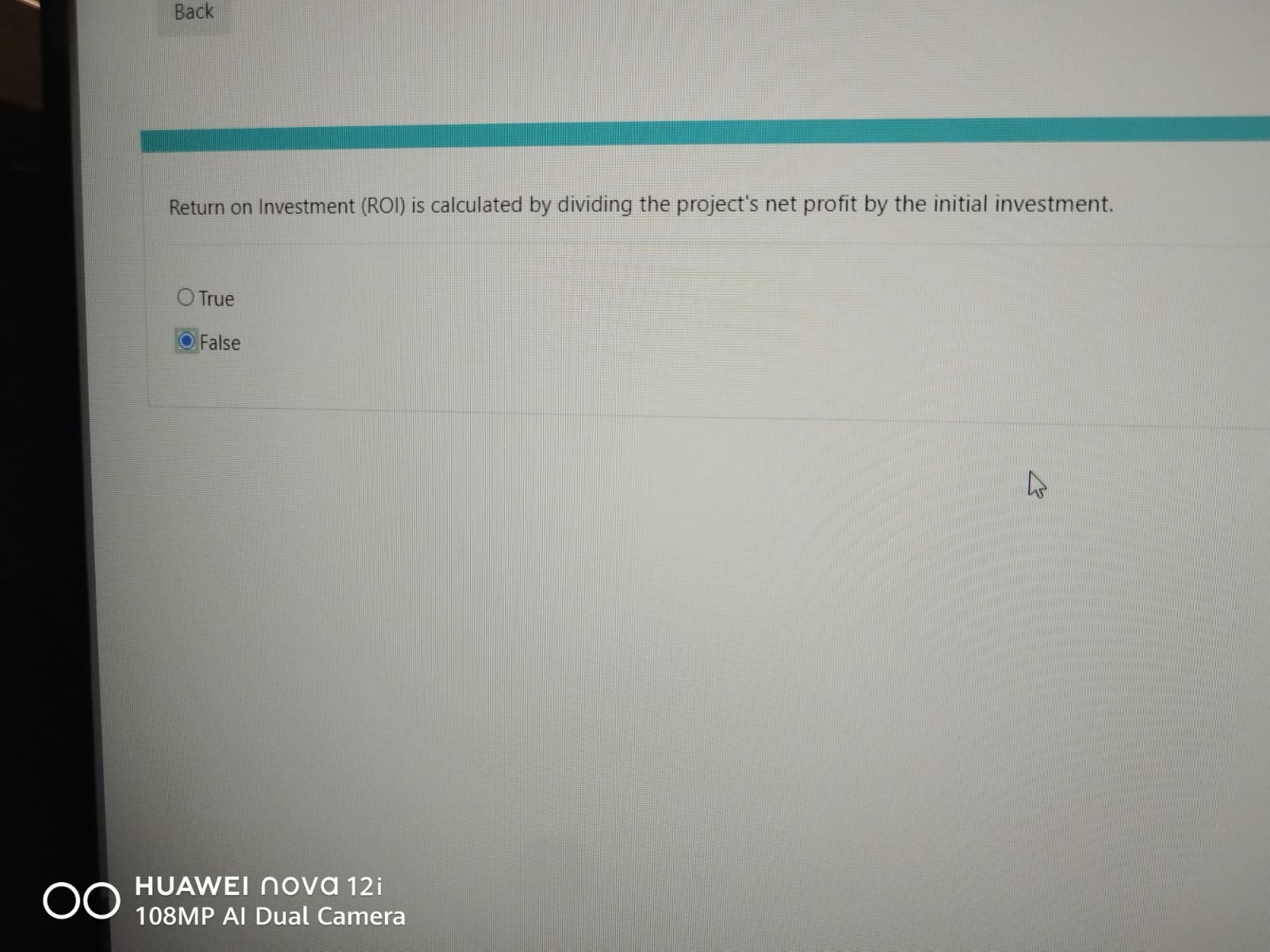Solved BackReturn on Investment (ROI) ﻿is calculated by | Chegg.com