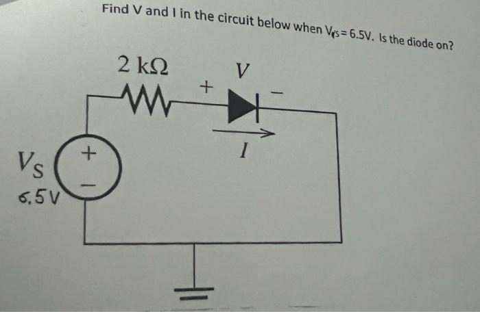 Solved Find V and I in the circuit below when Vrs=6.5 V. Is | Chegg.com