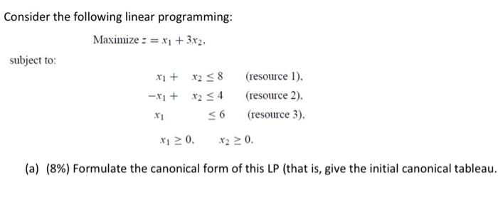 Solved Consider the following linear programming: Maximize : | Chegg.com