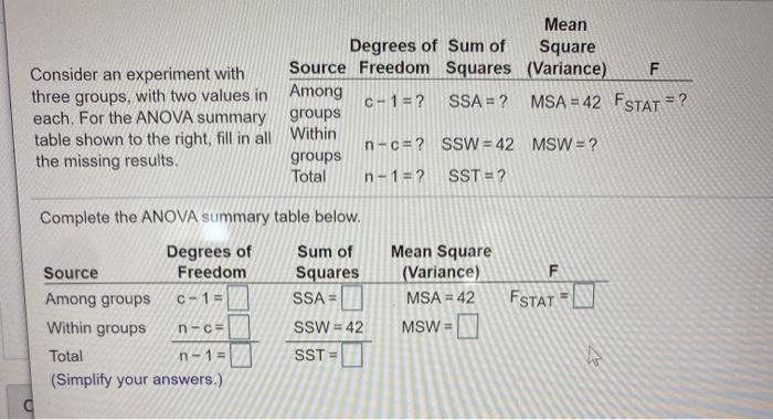 Solved LL Mean Degrees of Sum of Square Consider an | Chegg.com