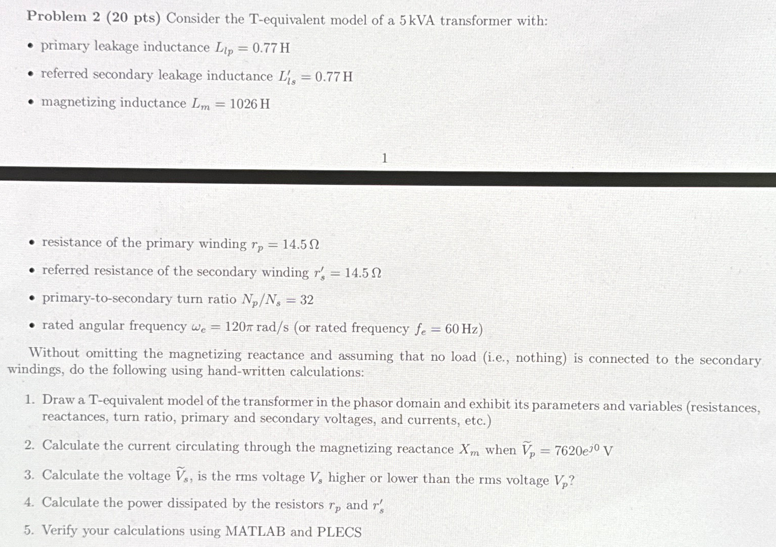 Solved Problem 2 (20 ﻿pts) ﻿Consider the T-equivalent model | Chegg.com