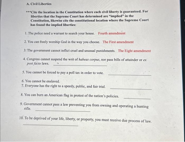 "Cite the location in the Constitution where each | Chegg.com