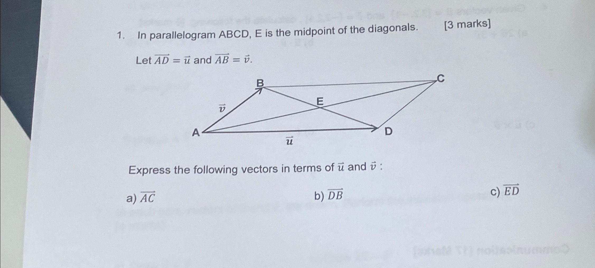 Solved In parallelogram ABCD,E ﻿is the midpoint of the | Chegg.com