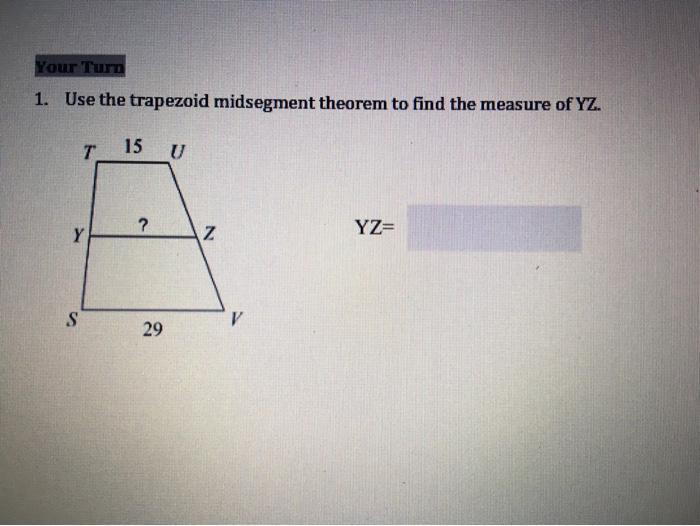 Solved use the trapezoid midsegment theorem to find the | Chegg.com