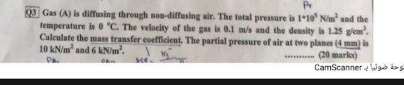 Solved Q3 Gas (A) is diffusing through nen-diffusing air. | Chegg.com