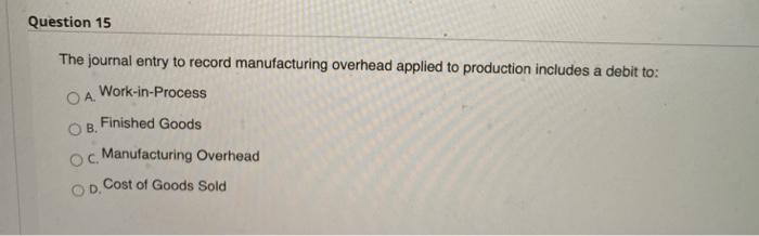 Solved Question 15 The journal entry to record manufacturing | Chegg.com
