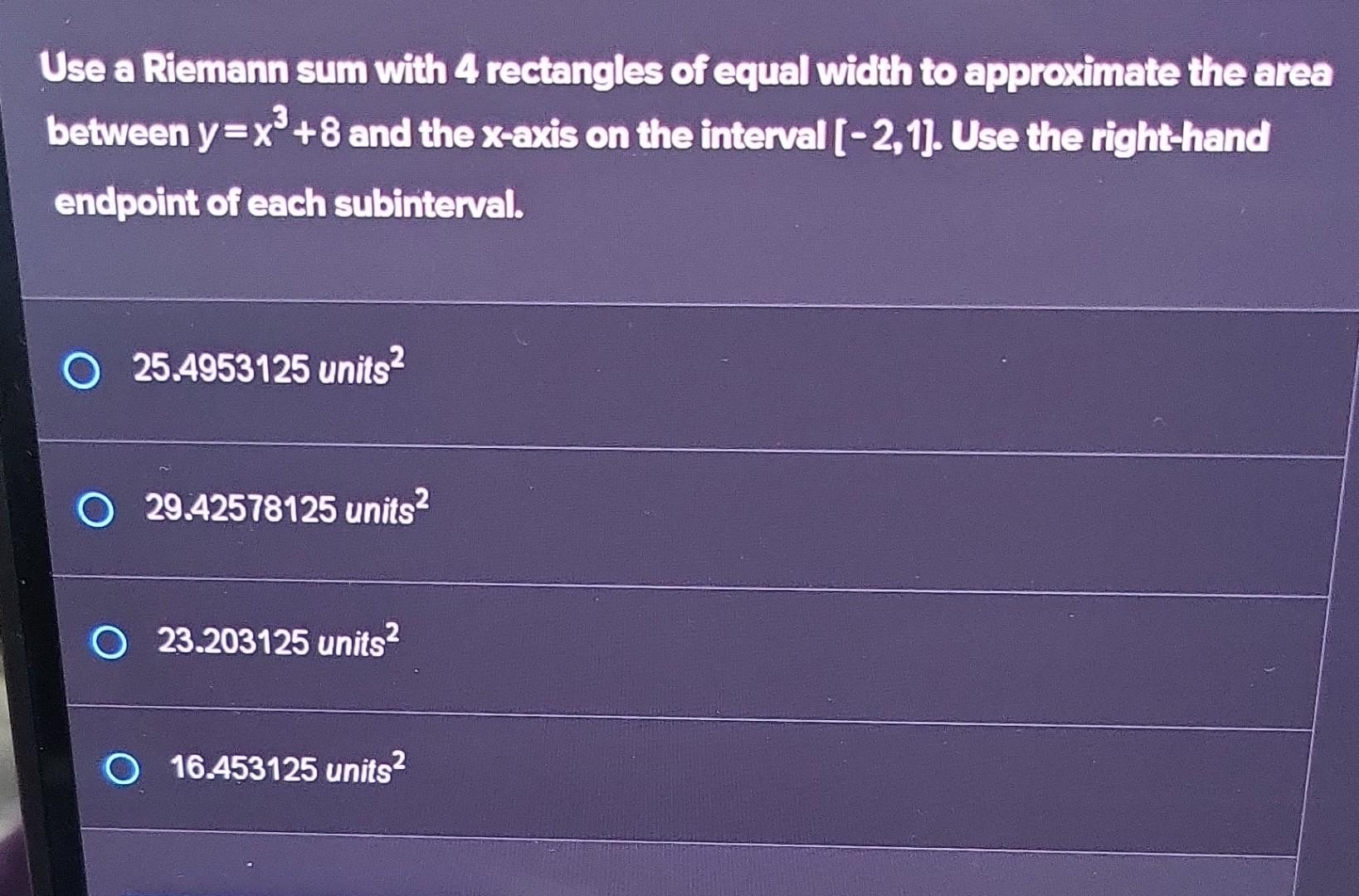 Solved Use a Riemann sum with 4 rectangles of equal width to | Chegg.com