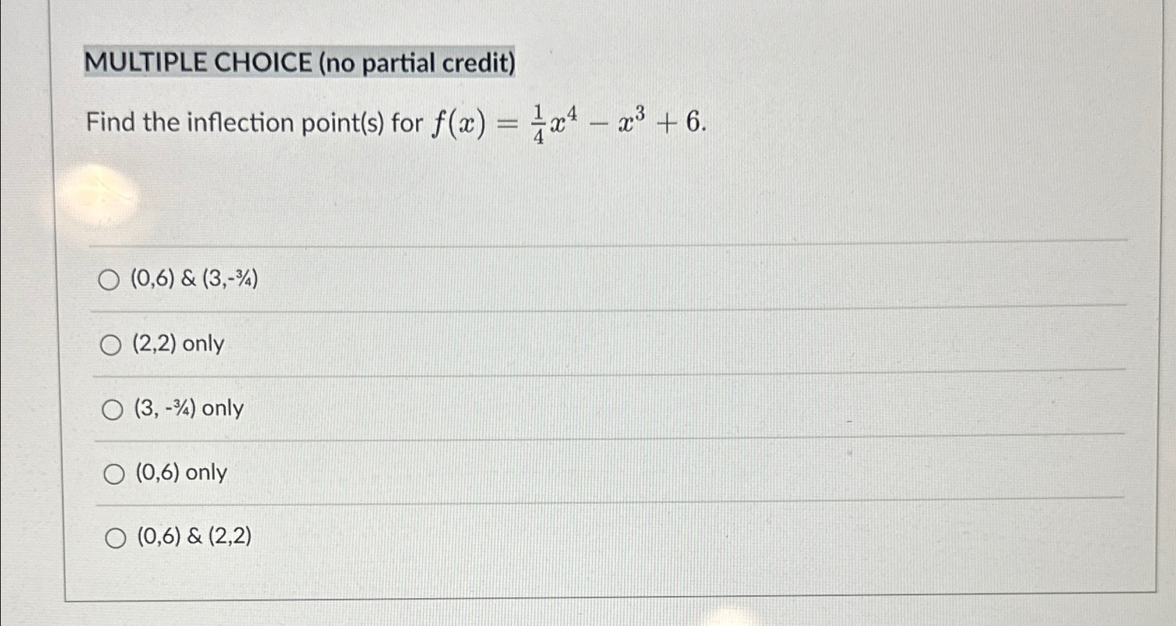 Solved MULTIPLE CHOICE (no partial credit)Find the | Chegg.com