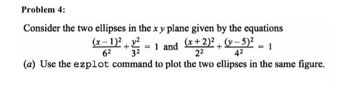 Solved Problem 4: Consider the two ellipses in the x y plane | Chegg.com