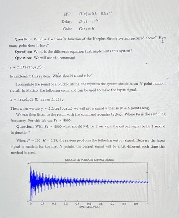 Solved Lab 9: Synthesizing the Sound of a Plucked String | Chegg.com