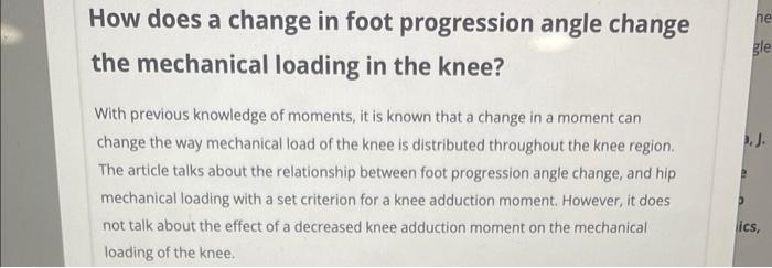 Solved How does a change in foot progression angle change | Chegg.com