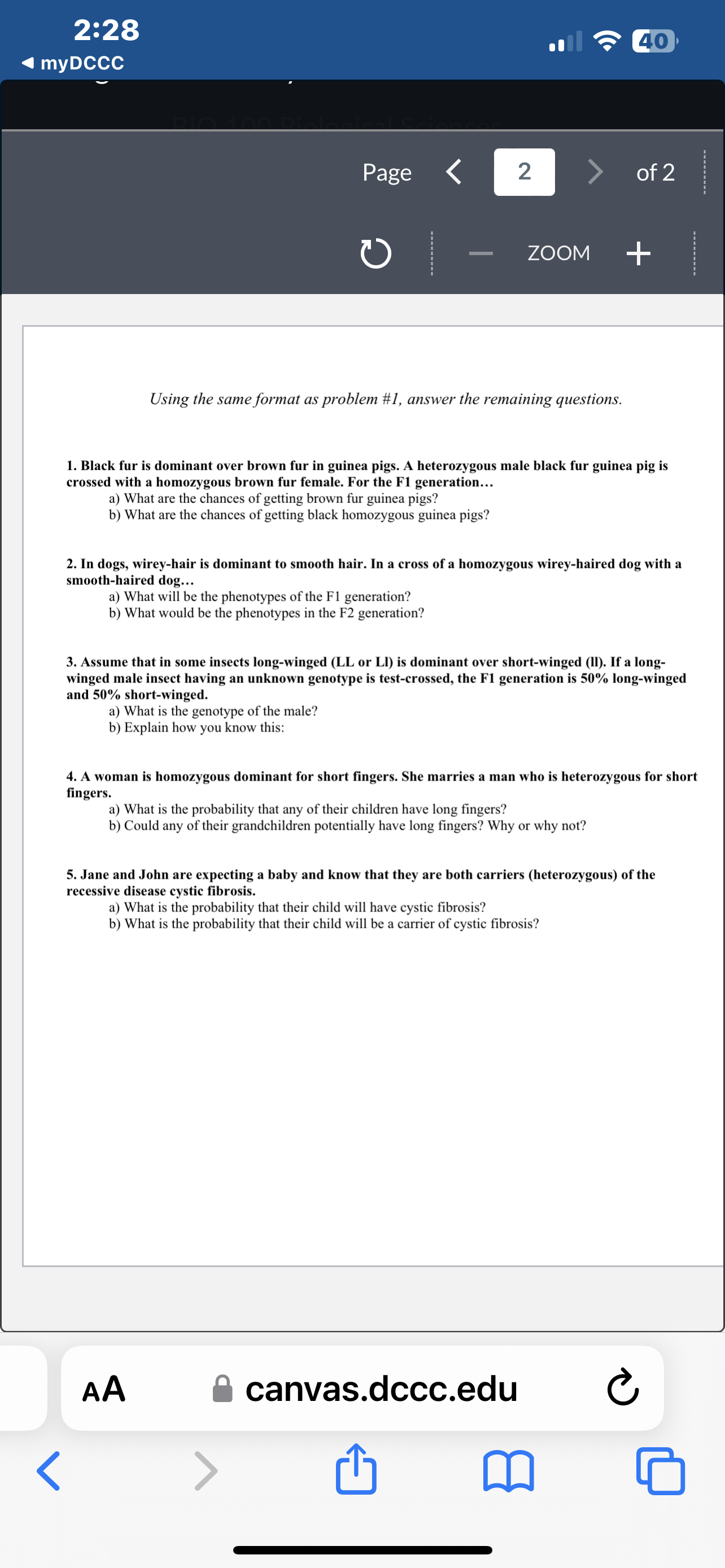 Solved 2:284 ﻿myDcccPage2of 2Using the same format as | Chegg.com