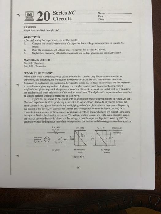 Solved MSM 20 Series RC Circuits Name Date Class READING | Chegg.com