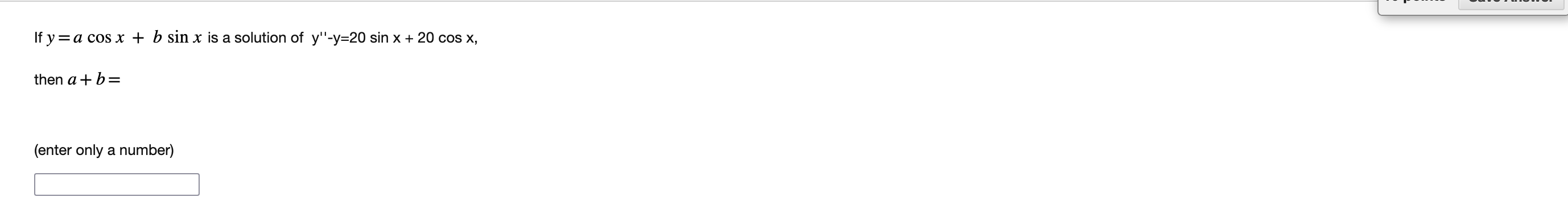 Solved If y=acosx+bsinx is a solution of | Chegg.com