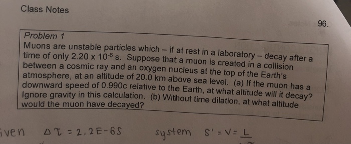 Solved Class Notes 96. Problem 1 Muons are unstable | Chegg.com