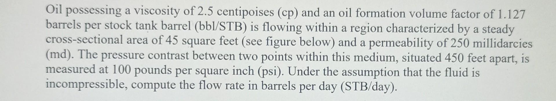 Solved Oil possessing a viscosity of 2.5 centipoises (cp) | Chegg.com