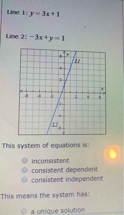 Solved System A Line 1: y=-x+3 Line 2: y=2x * 2 26 4 2 L2 | Chegg.com