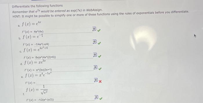 Solved Differentiate the following functions Remember that | Chegg.com