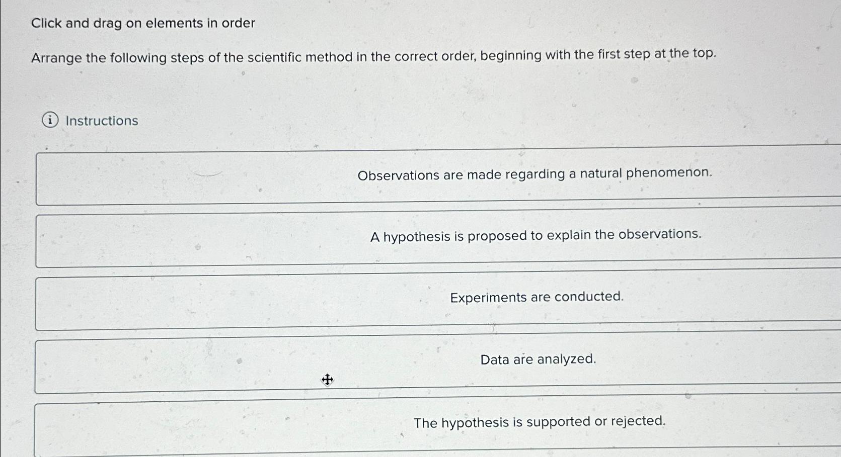 Solved Click and drag on elements in orderArrange the | Chegg.com
