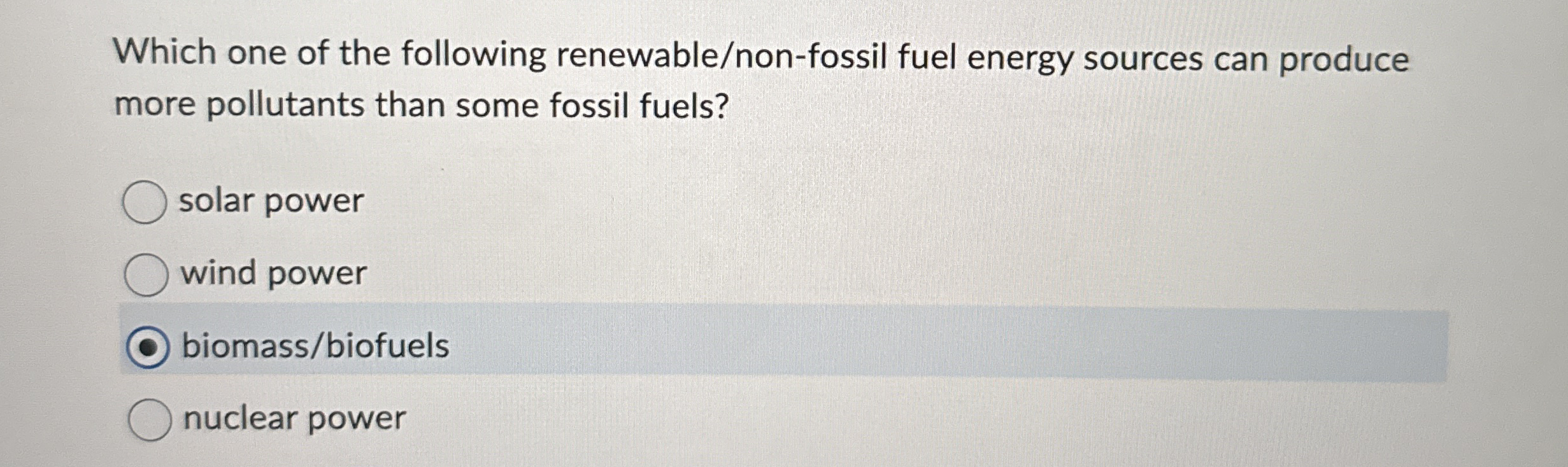 Solved Which one of the following renewable/non-fossil fuel | Chegg.com