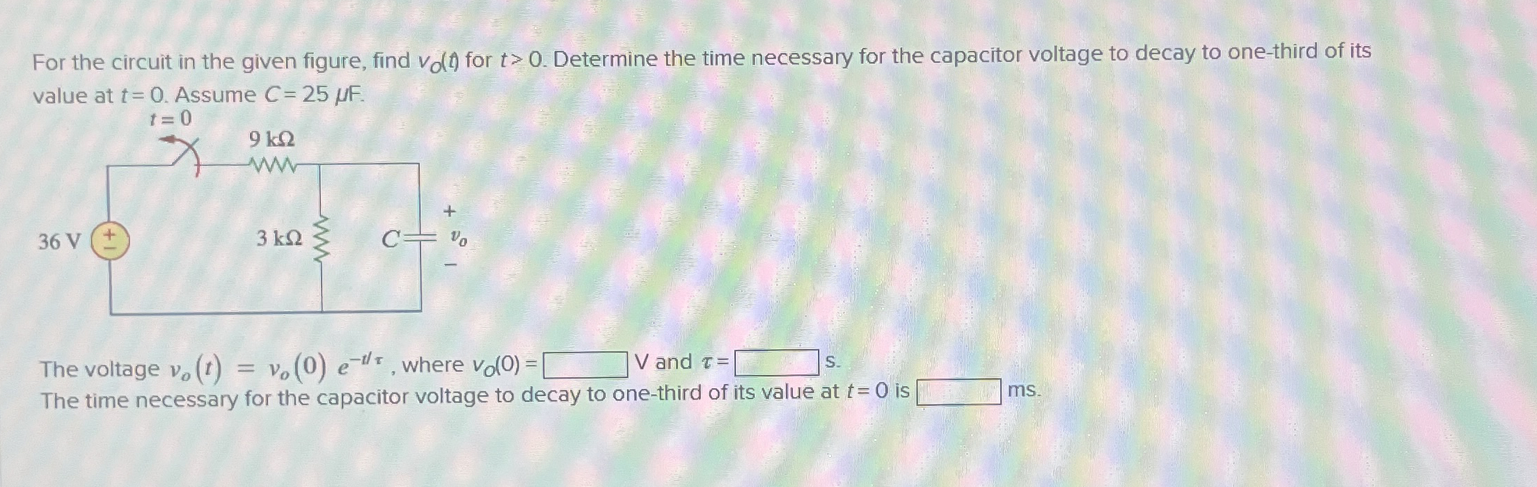 Solved For the circuit in the given figure, find vo(t) ﻿for | Chegg.com