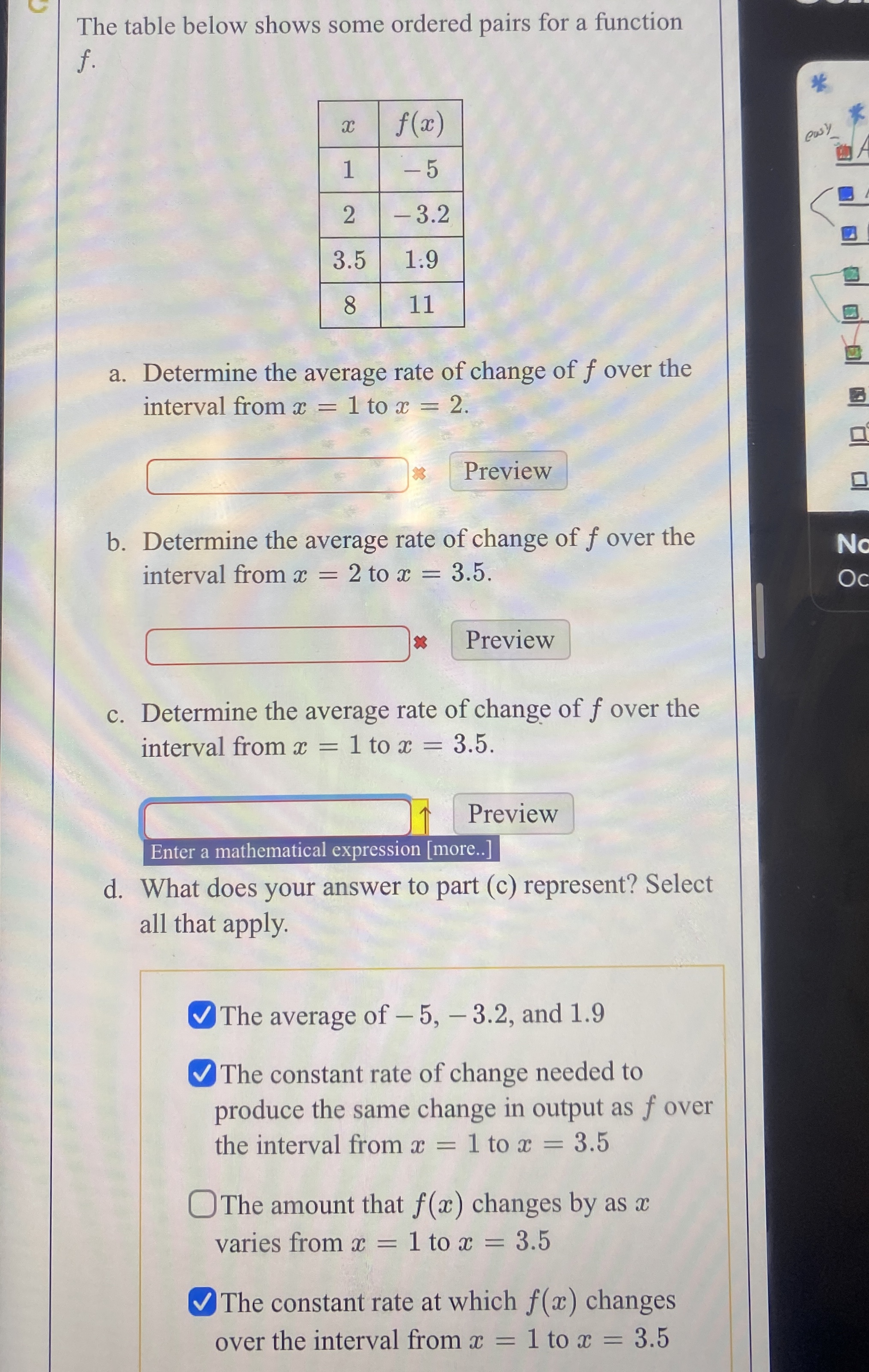 Solved The table below shows some ordered pairs for a | Chegg.com