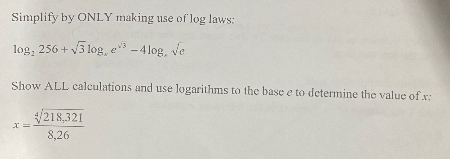Solved Simplify by ONLY making use of log | Chegg.com