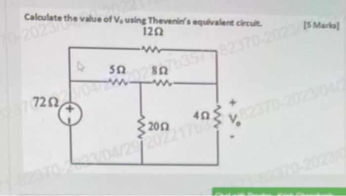 Solved Calculate the value of V0 using Thevenir's equivalent | Chegg.com