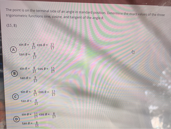 Solved The point is on the terminal side of an angle in | Chegg.com