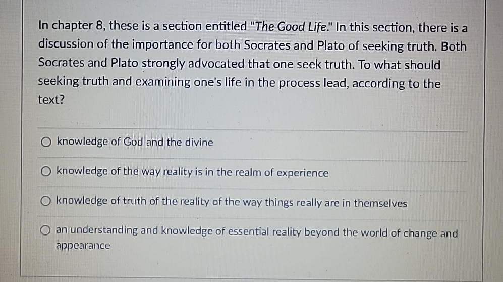 Solved In chapter 8, ﻿these is a section entitled "The Good | Chegg.com
