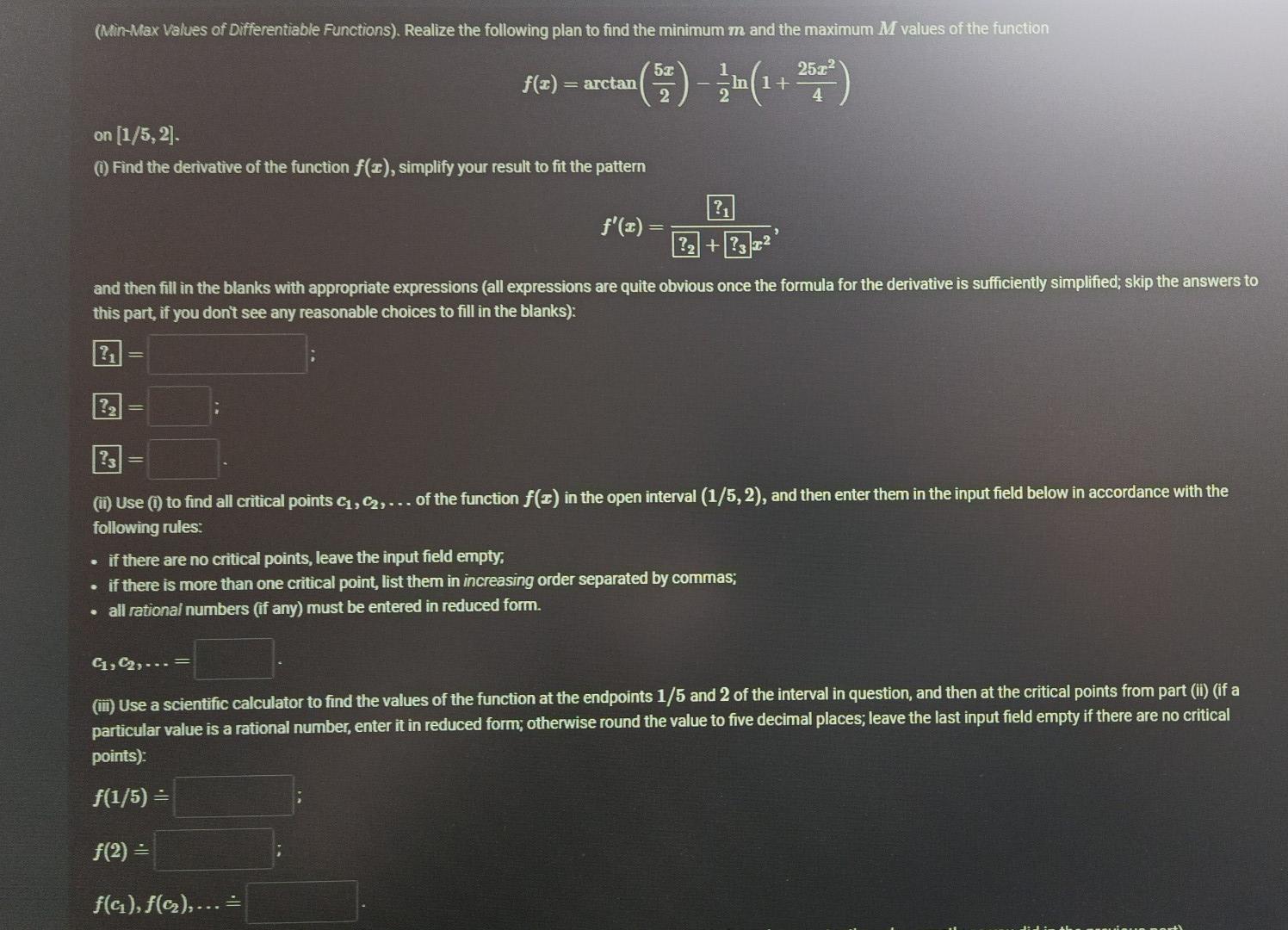 Solved (Min-Max Values of Differentiable Functions). Realize | Chegg.com