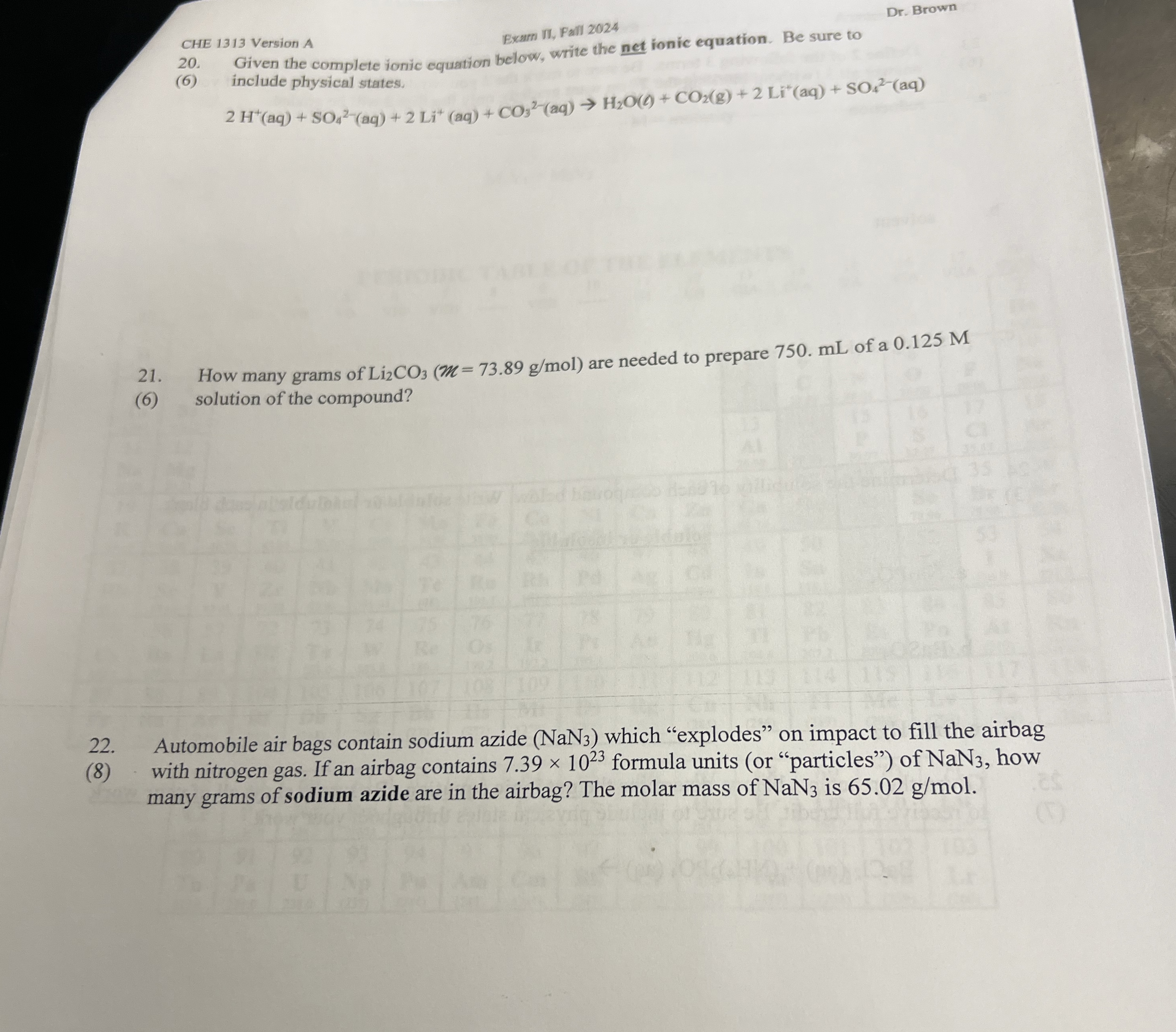 Solved 20. ﻿Given the complete ionic equation below, write | Chegg.com