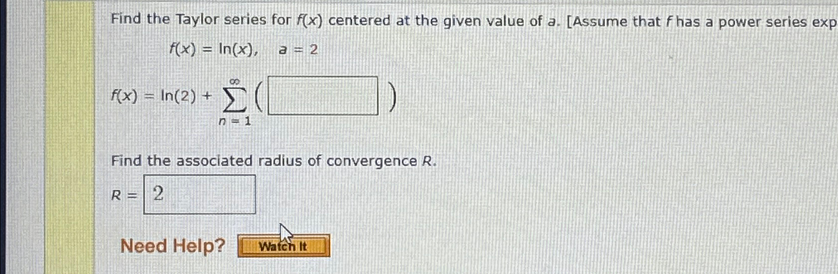Solved Find the Taylor series for f(x) ﻿centered at the | Chegg.com