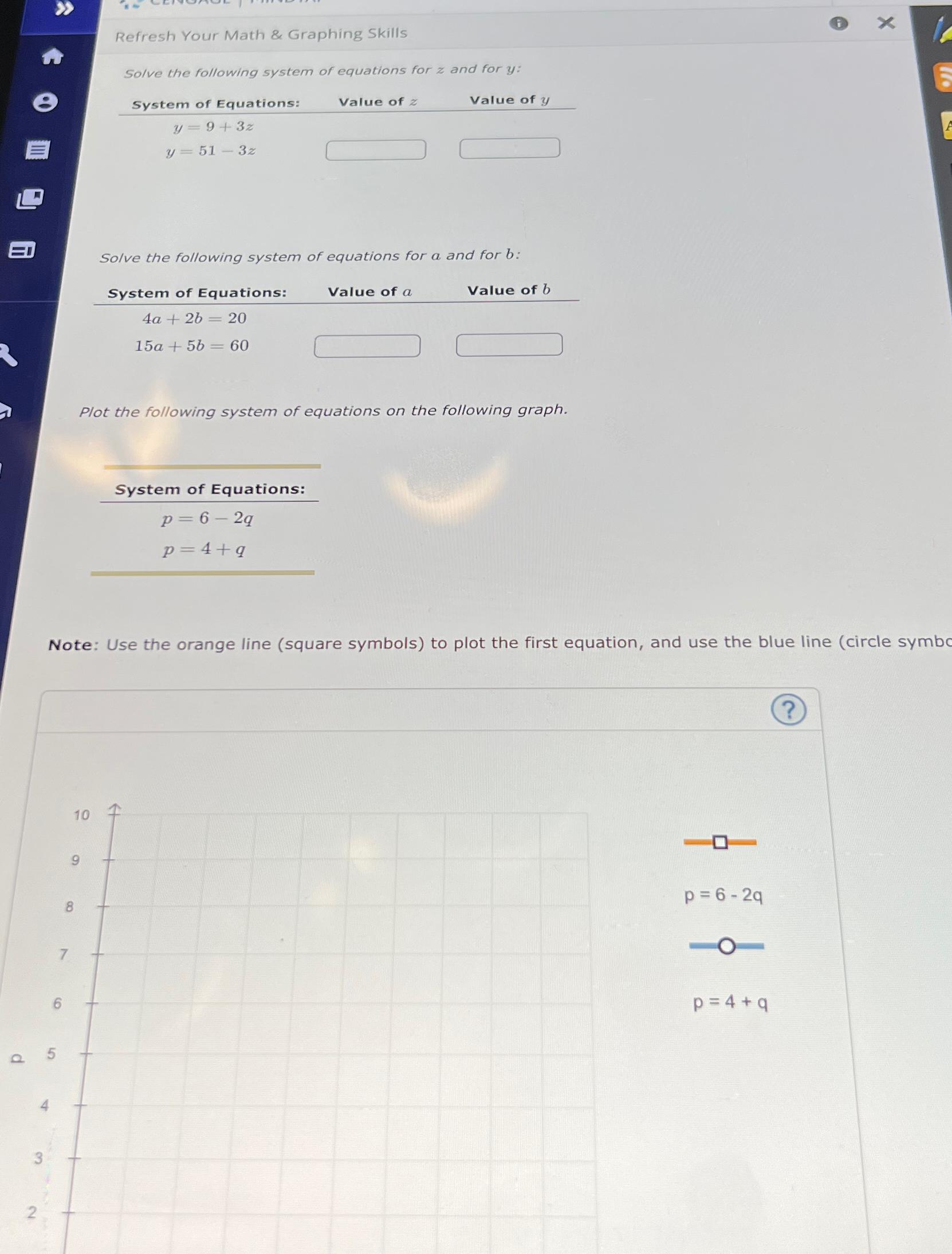 Solved Refresh Your Math & Graphing SkillsSolve the | Chegg.com
